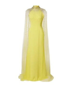 Jenny Packham Limelight Embellished Cape Gown
