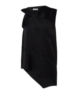 JIL SANDER Asymmetric Satin Top - Black