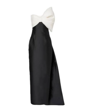 Monique Lhuillier Bow Detail Asymmetric Draped Gown