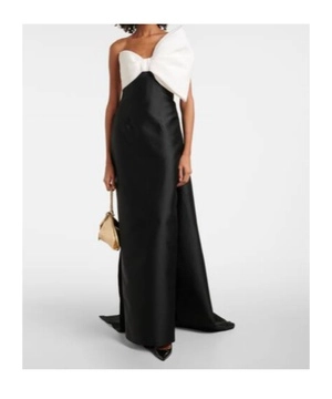 Monique Lhuillier Bow Detail Asymmetric Draped Gown