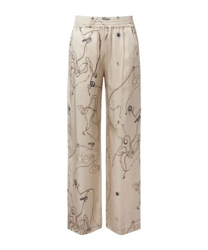 Victoria Beckham Printed Silk Satin Pajama Pants - Nude