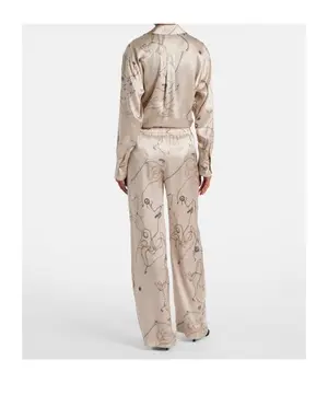 Victoria Beckham Printed Silk Satin Pajama Pants