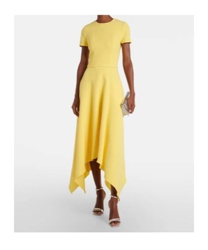 SAFIYAA LONDON Okimi Asymmetric Crêpe Midi Dress