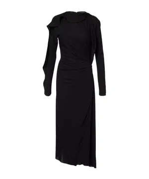 Victoria Beckham Draped Jersey Maxi Dress - Black