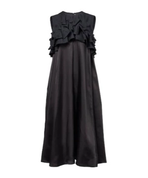 Comme Des Garçons Ruffled Wool Midi Dress - Black