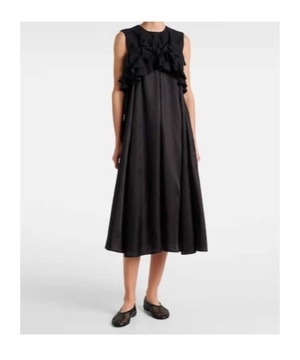 Comme Des Garçons Ruffled Wool Midi Dress