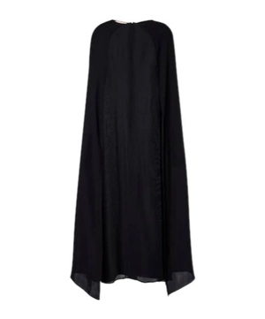 Plan C Georgette Midi Dress With Cape Effect - No
