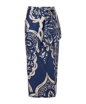 Johanna Ortiz Printed Cotton Poplin Wrap Skirt - Blue