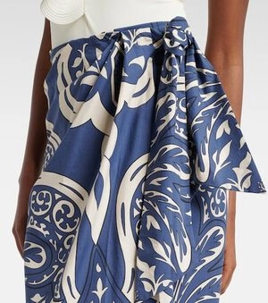 Johanna Ortiz Printed Cotton Poplin Wrap Midi Skirt