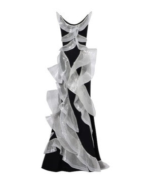 Maticevski Refraction Sequined Ruffled Gown - Gray