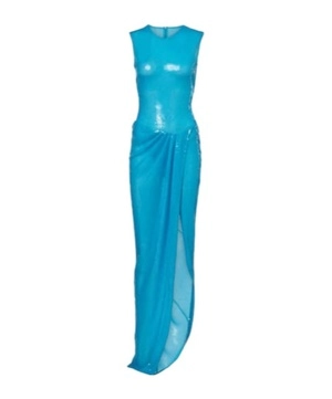 Alex Perry Asymmetric Sequined Gown - Blue