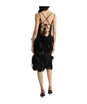 Attico Sheer Feather-trimmed Midi Dress