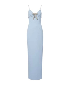 Rebecca Vallance Bow-detail Embellished Crêpe Gown - Blue