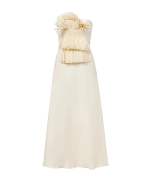 Johanna Ortiz Embellished Linen Maxi Dress - White