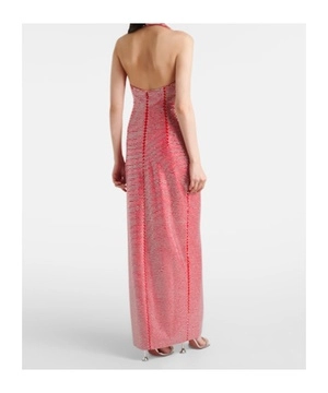 AREA Crystal-embellished Halterneck Gown