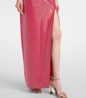 AREA Crystal-embellished Halterneck Gown