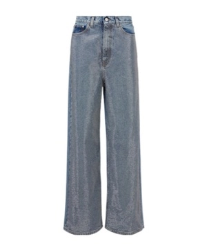 Stella McCartney Crystal-embellished Wide-leg Jeans - Gray