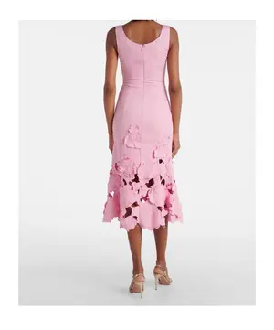 LEO Emily Floral-appliqué Midi Dress