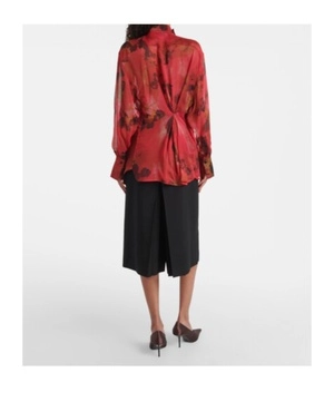 Victoria Beckham Draped Printed Silk Blouse