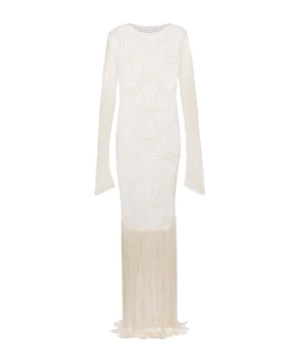 Stella McCartney Fringed Crochet Maxi Dress - White