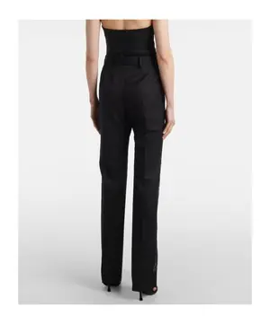 Nina Ricci Lace-trimmed Wool Straight Pants