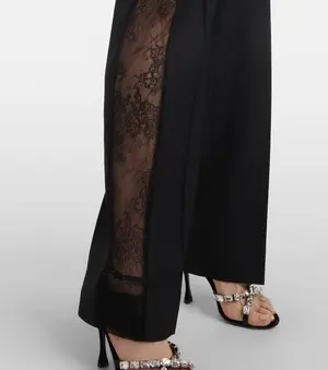 Nina Ricci Lace-trimmed Wool Straight Pants