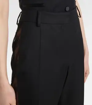 Nina Ricci Lace-trimmed Wool Straight Pants