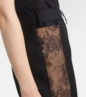Nina Ricci Lace-trimmed Wool Straight Pants