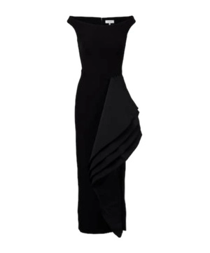 SAFIYAA LONDON Bree Draped Midi Dress - Black