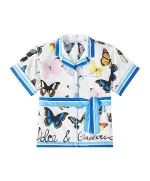 Dolce & Gabbana Printed Belted Cotton Poplin Shirt - Multi-color