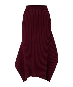 Stella McCartney Asymmetric Ribbed-knit Midi Skirt - Brown