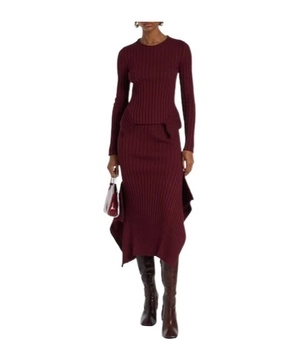 Stella McCartney Asymmetric Ribbed-knit Midi Skirt