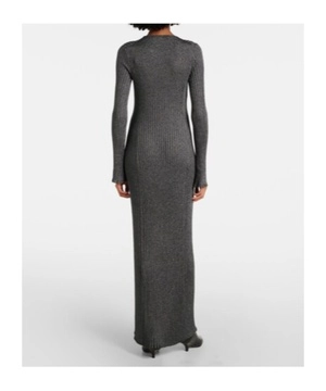 Proenza Schouler Joni Ribbed-knit Lamé Maxi Dress - Gray