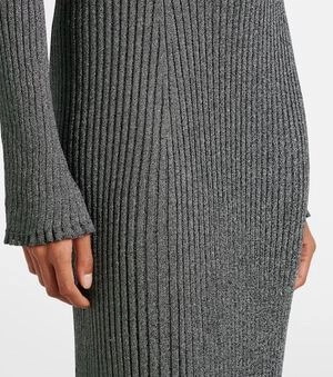 Proenza Schouler Joni Ribbed-knit Lamé Maxi Dress - Gray
