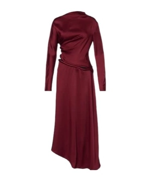Victoria Beckham Cutout Draped Crêpe Satin Midi Dress - Brown
