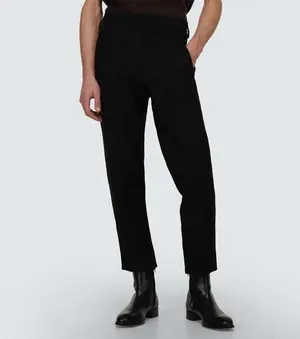 JIL SANDER Slim-fit Leather-trim Wool Pants