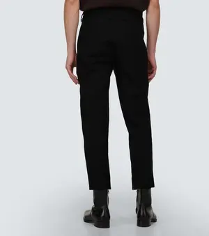 JIL SANDER Slim-fit Leather-trim Wool Pants