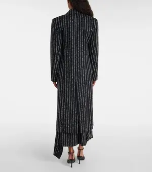MUGLER Fine Striped Long-sleeve Coat