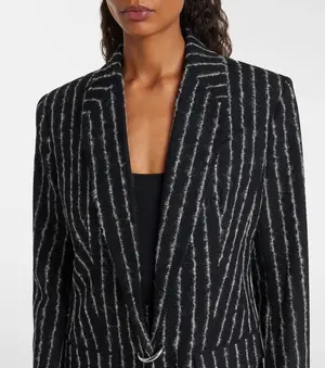 MUGLER Fine Striped Long-sleeve Coat