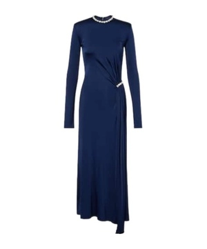 David Koma Crystal-embellished Gathered Midi Dress - Blue