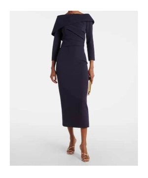 SAFIYAA LONDON Off-shoulder Crêpe Midi Dress
