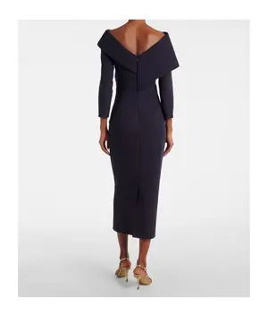 SAFIYAA LONDON Off-shoulder Crêpe Midi Dress