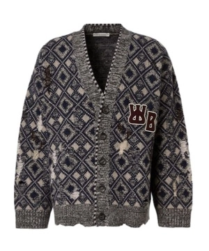 WALES BONNER Sibling Oversized Wool Cardigan - Black