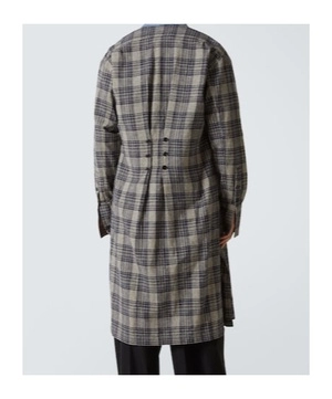 GREG LAUREN Cotton Coat With Plaid Denim Piping