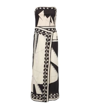 Johanna Ortiz Printed Strapless Midi Dress - White