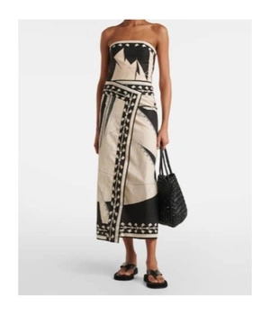 Johanna Ortiz Printed Strapless Midi Dress