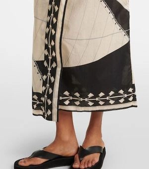 Johanna Ortiz Printed Strapless Midi Dress
