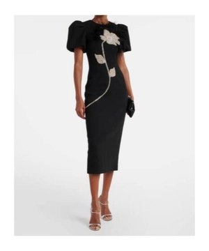 Rebecca Vallance Embellished Floral Crepe Dress