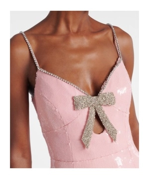 Rebecca Vallance Lena Sequined Gown With Embellished Bow Detail And Back Slit