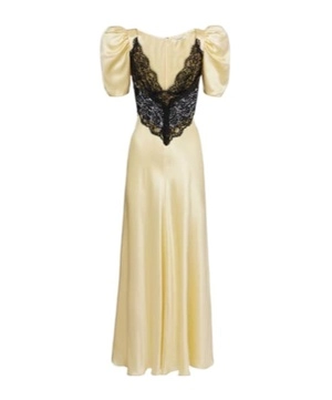 RODARTE Lace-trimmed Silk Charmeuse Gown - Nude